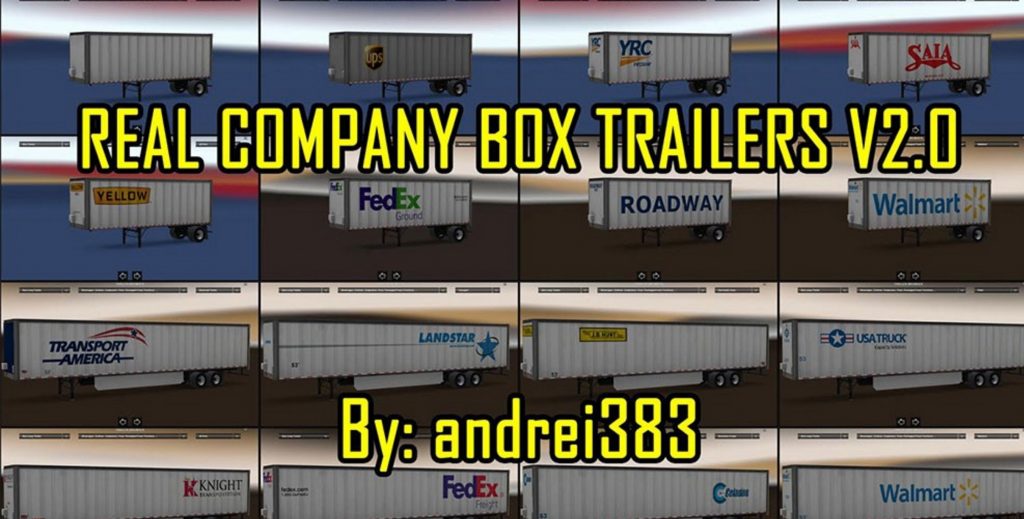 Real Company Box Trailers V2.0 Mod - ATS Mod | American Truck Simulator Mod