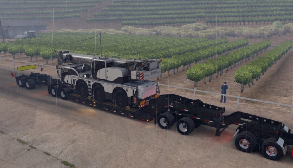 Long Oversized Trailer Magnitude 55l with a Load Off-road Crane Trailer ...