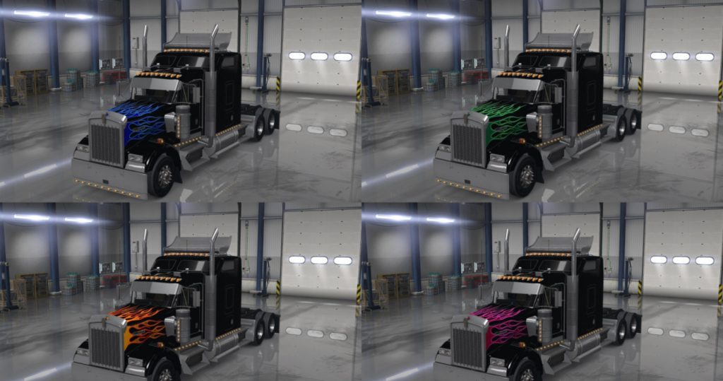 Four Flame Skins for the SCS Kenworth W900 Truck - ATS Mod | American ...
