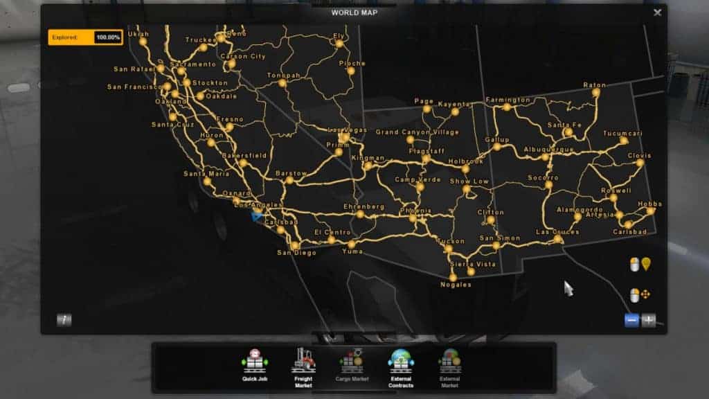 ATS Map 100% Discovered (1.35) - ATS Mod | American Truck Simulator Mod