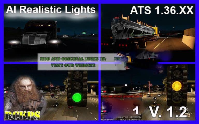 AI Realistic lights v1.2 for ATS 1.36.x Mod - ATS Mod | American Truck ...
