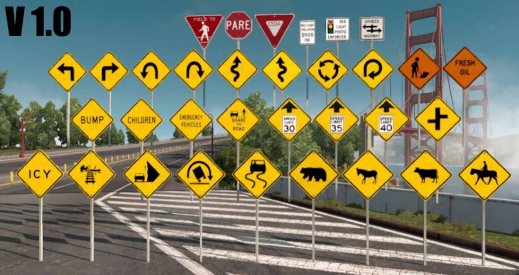 Traffic-Signs-Pack V1.2 – more sign assets mod Mod - ATS Mod | American ...
