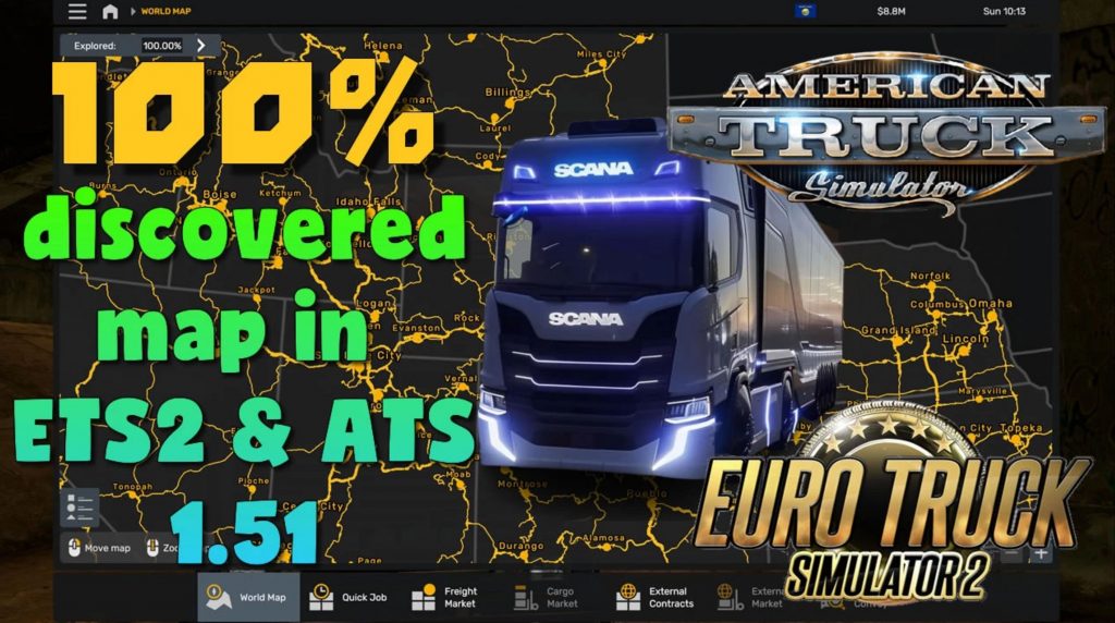 100% map profile for ATS with 2 mln dollars 1.51 Mod - ATS Mod | American Truck Simulator Mod