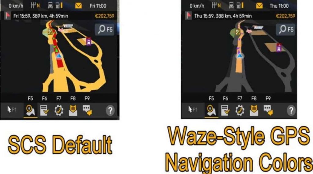 Waze Style GPS Navigation Colors v1.5 1.55 Mod - ATS Mod | American ...