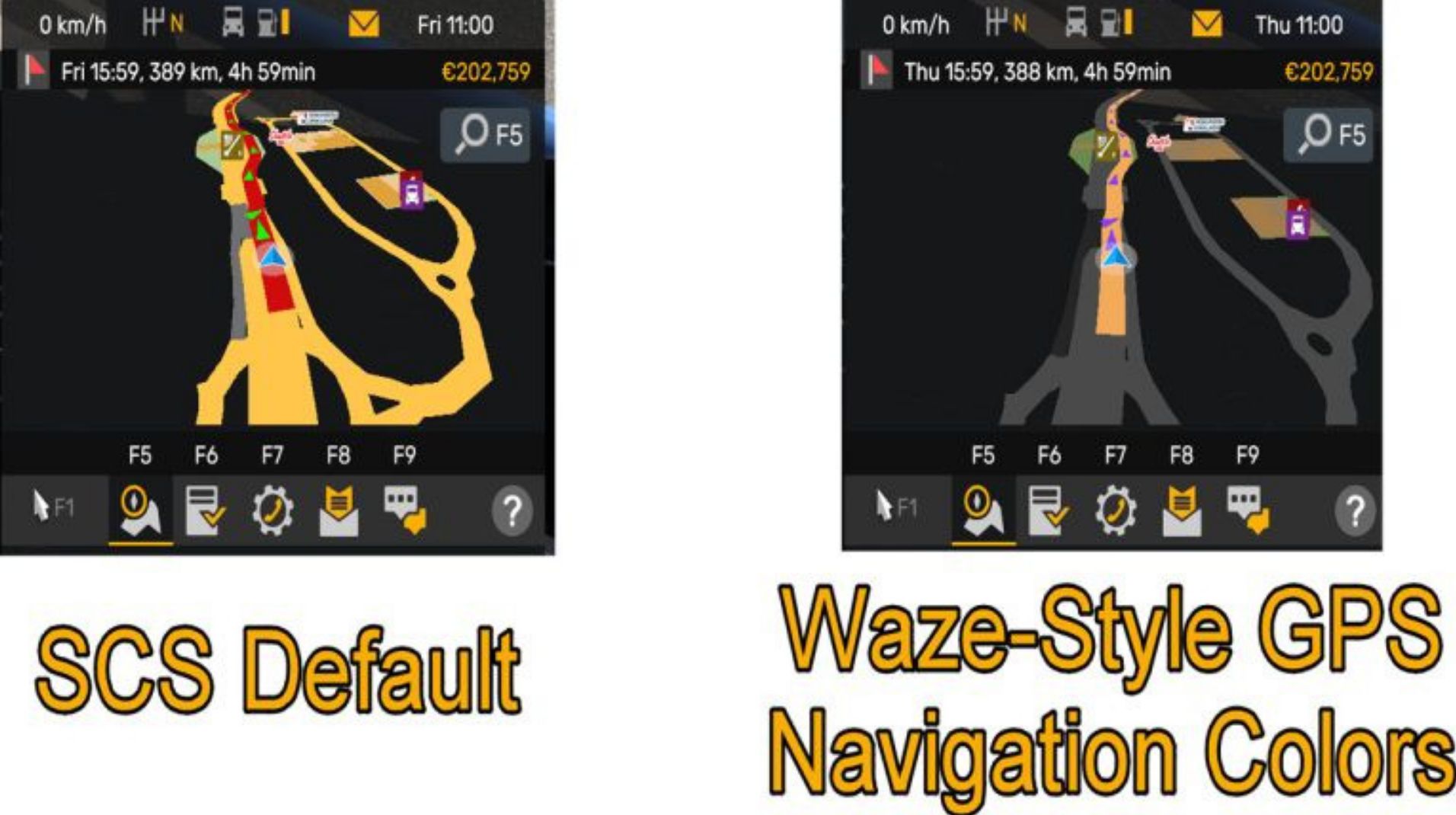 Waze Style GPS Navigation Colors – Realistic Dark Mode v1.7 Mod - ATS ...