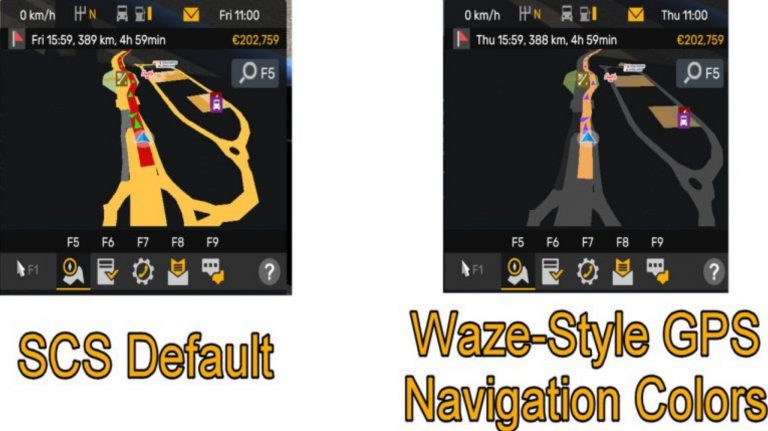 Waze Style GPS Navigation Colors - Realistic Dark Mode v2.1 Mod - ATS ...